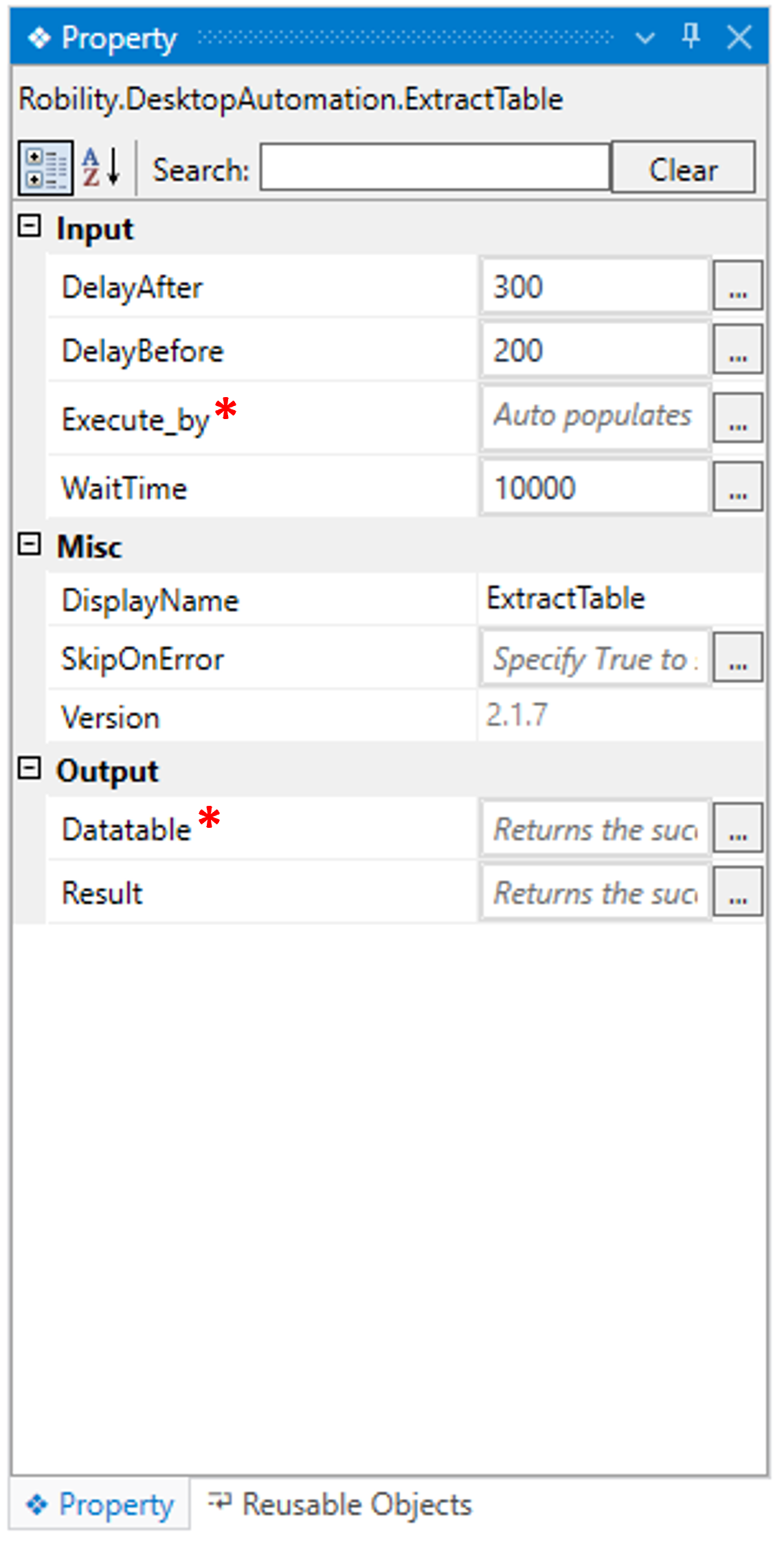 Extract Table | Robility Docs